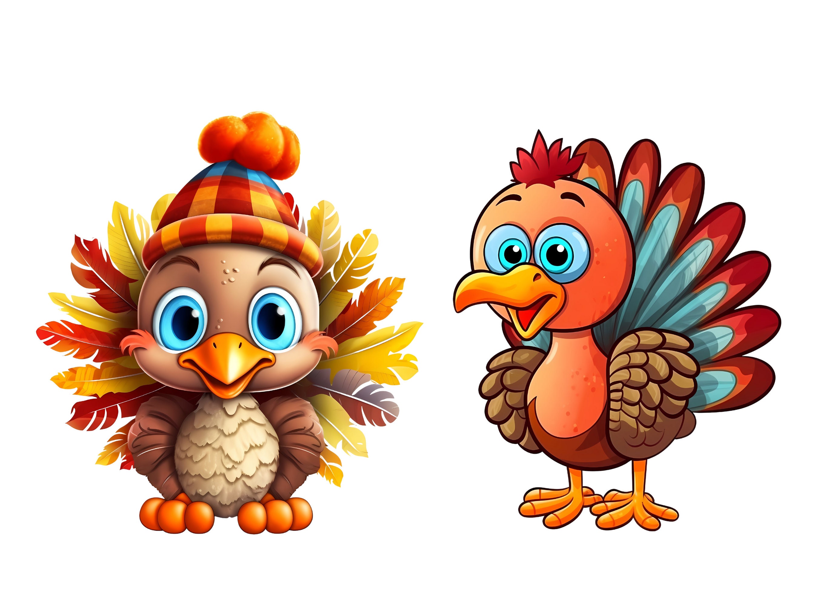 Cute Turkey Clipart Thanksgiving Cute Cartoon Turkey Png Digital ...