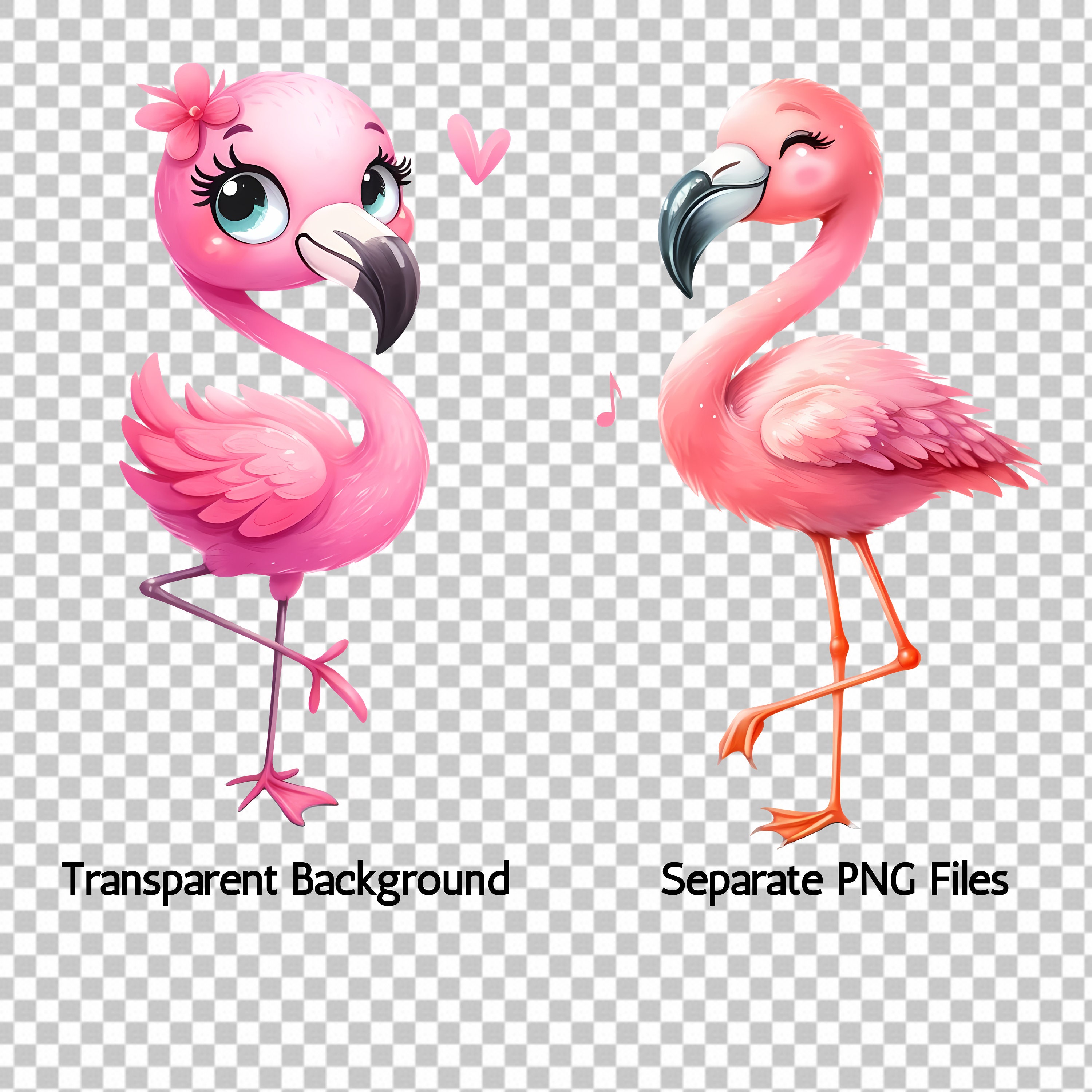 Cute Flamingo Clipart Png Cartoon Flamingo Digital Download Pink ...
