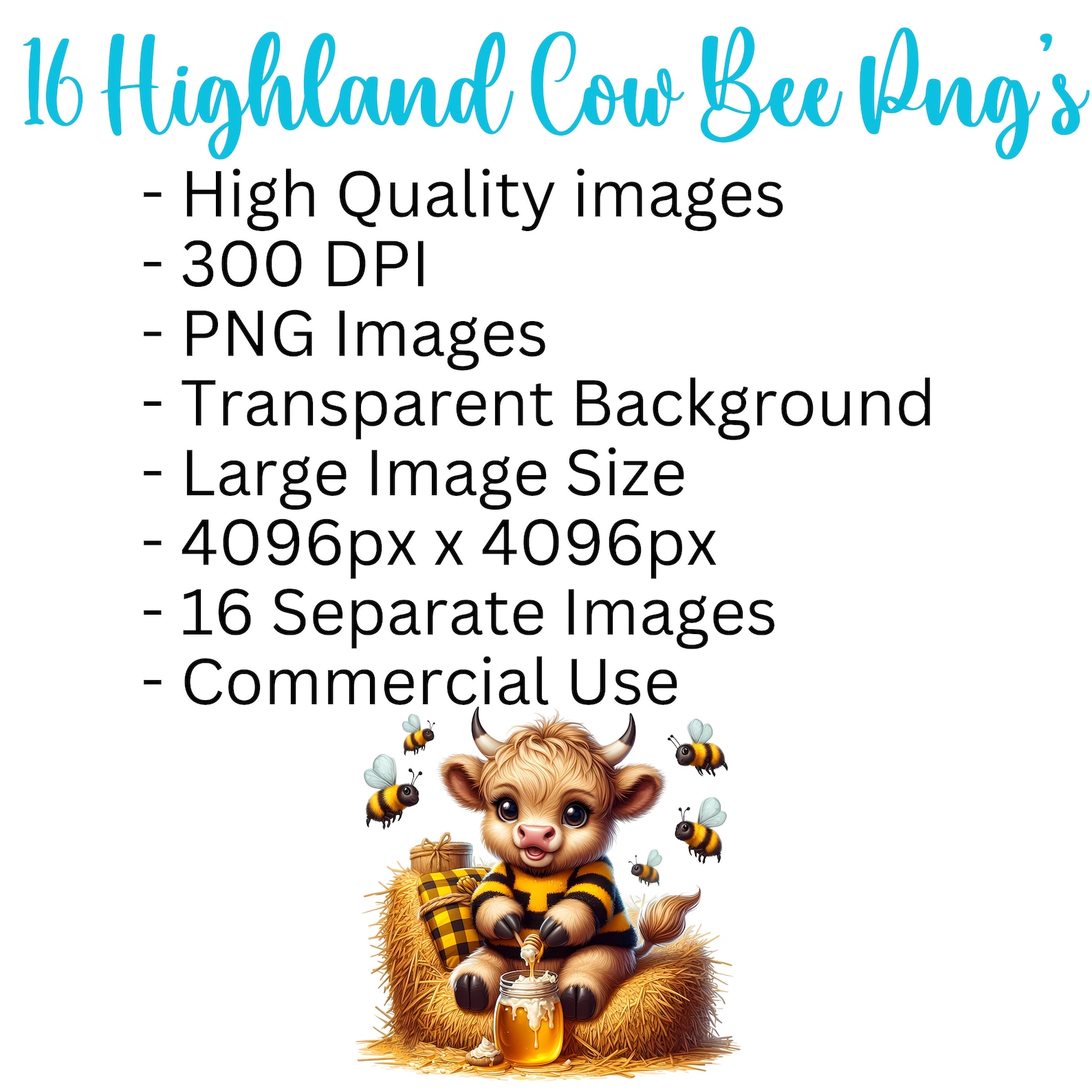 Highland Cow Bee Clipart Cute Cartoon Highland Cow Bee Clip Art Png ...