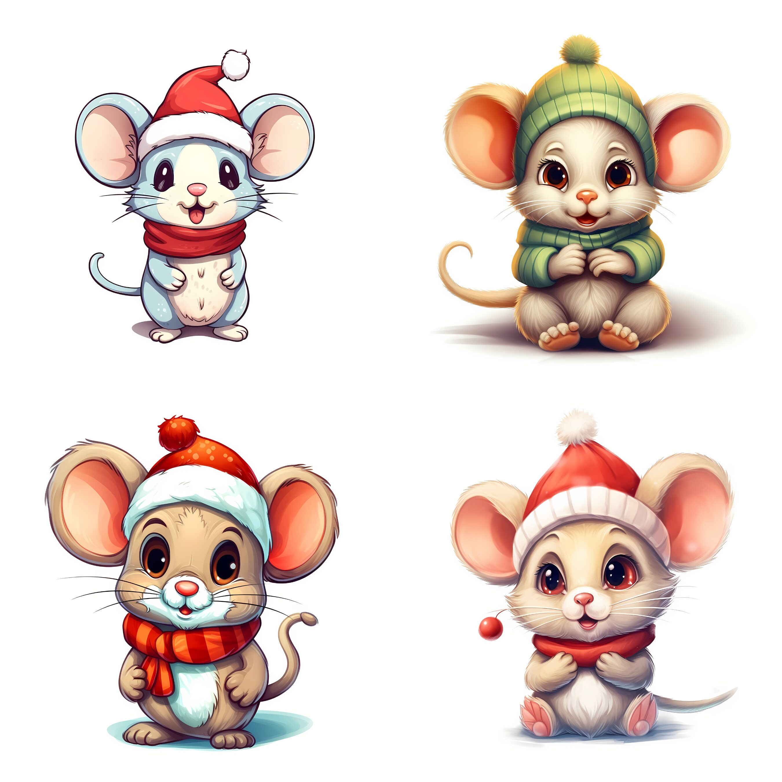 Christmas Mouse Clipart 20 High Quality Jpgs Merry Christmas Digital ...