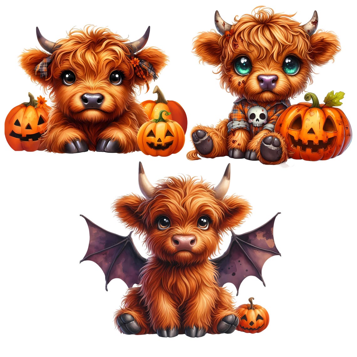 Highland Cow Halloween Clipart Highland Cow Print Halloween Cow Spooky ...