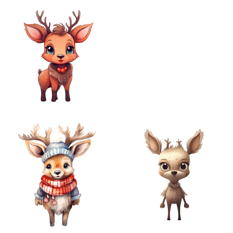Christmas Reindeer Clipart Cute Christmas Reindeer PNG Digital Download ...