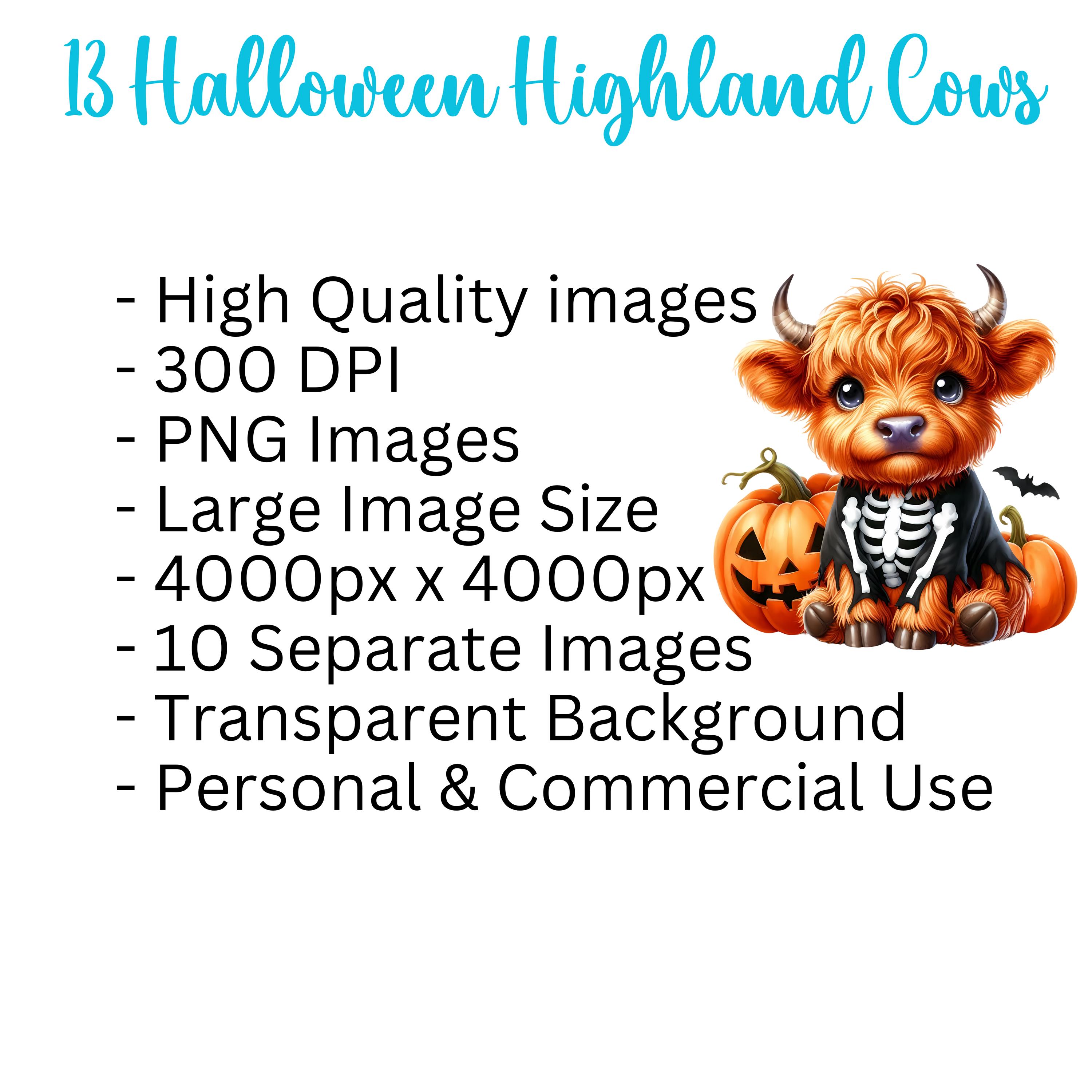 Highland Cow Halloween Clipart Highland Cow Print Halloween Cow Spooky ...