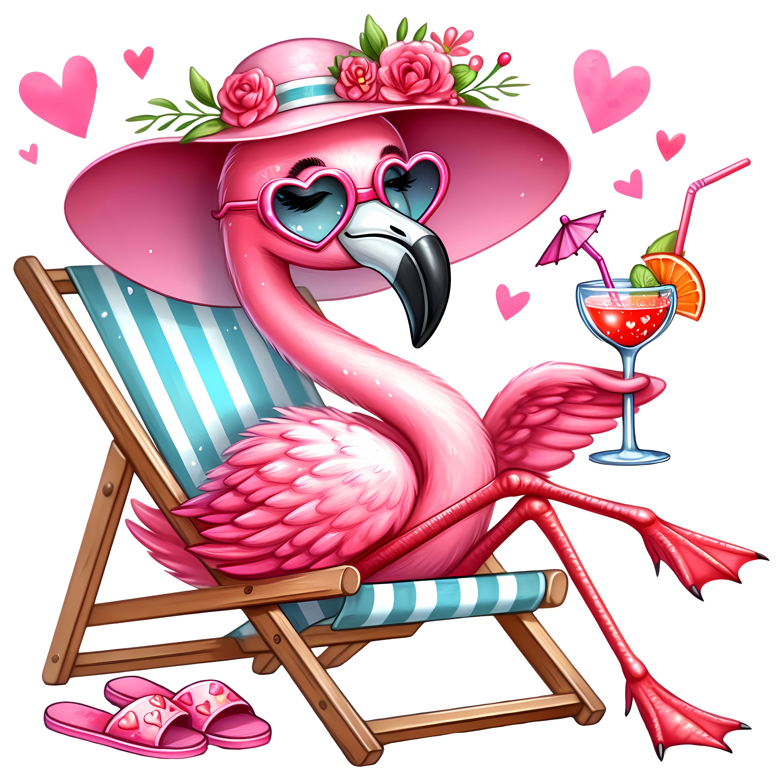 Cute Flamingo Clipart Png Cartoon Flamingo Digital Download Pink ...
