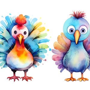 Watercolor Turkey Clipart Thanksgiving Cute Cartoon Turkey Png Download ...