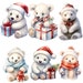 Cute Polar Bear Clipart Bundle Cute Christmas Clipart Polar Bear Png ...