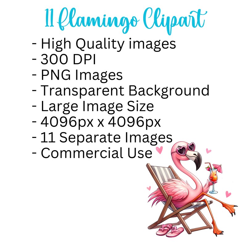 Flamingo Clipart Cute Cartoon Flamingo Pngs Digital Download Flamingos ...