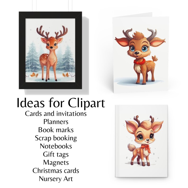 Christmas Reindeer X 20 Cute Baby Christmas Deer Clipart JPG, Instant ...