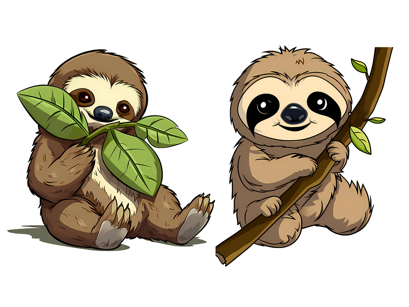 Sloth Clipart, Cute Sloth Cartoon Png Digital Download Print on Demand ...
