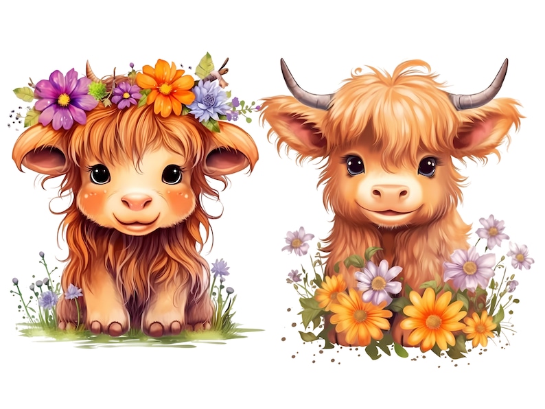 Cute Highland Cow Clipart Cute Highland Cow PNG Digital Download ...