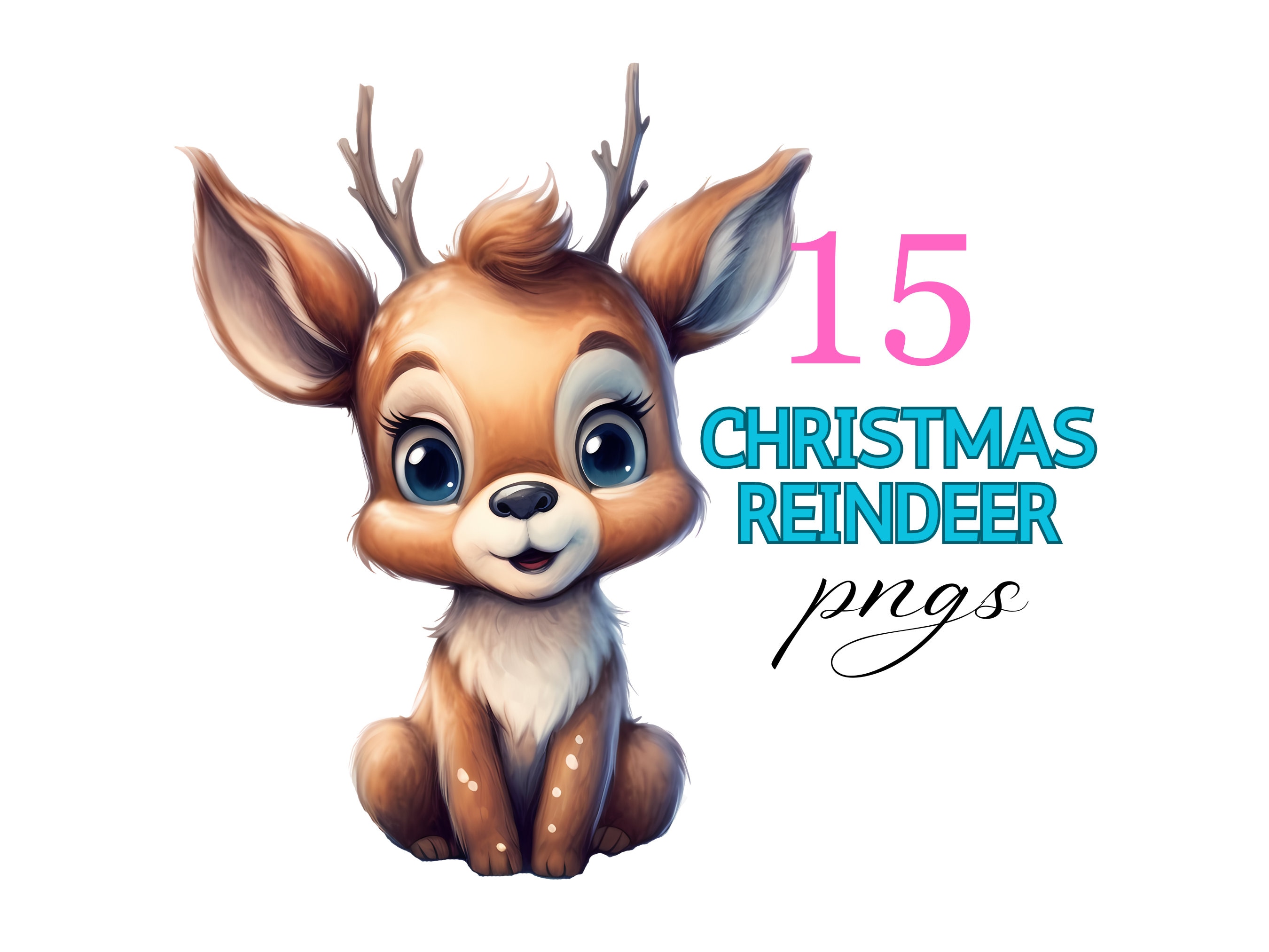 Cute Christmas Reindeer PNG Christmas Reindeer Clipart Digital Download ...