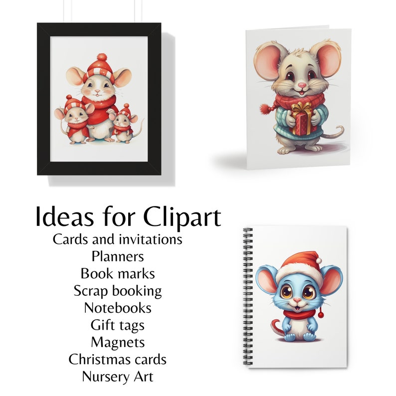 Christmas Mouse Clipart 23 High Quality Jpgs Merry Christmas Digital ...