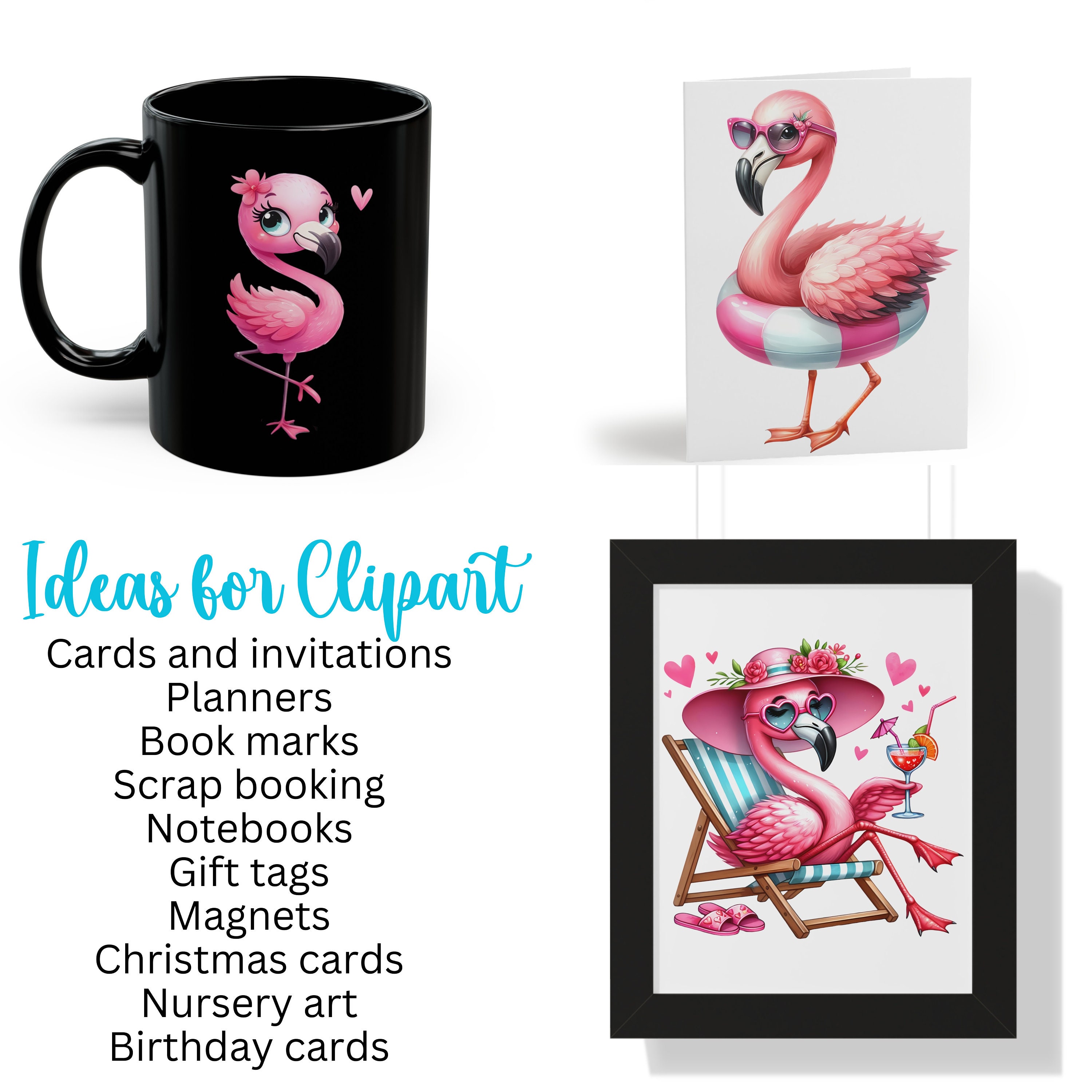 Cute Flamingo Clipart Png Cartoon Flamingo Digital Download Pink ...