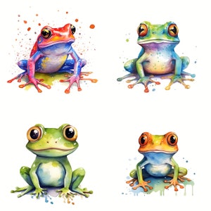 Frog Clipart Watercolor Cute Frogs Clip Art JPG Digital Download Kids ...