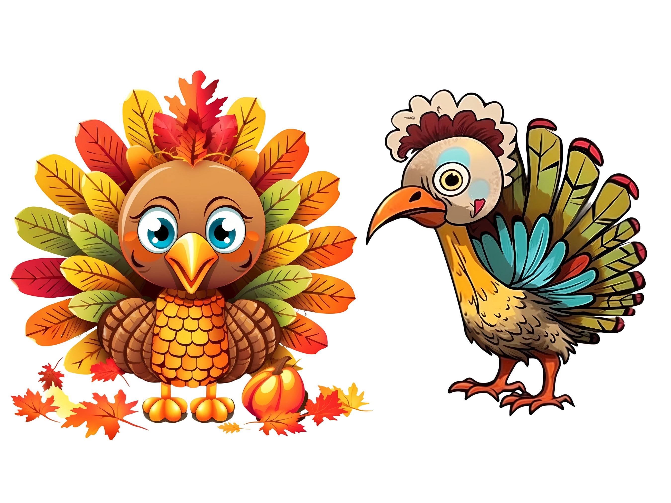 Cute Turkey Clipart Thanksgiving Cute Cartoon Turkey Png Digital ...