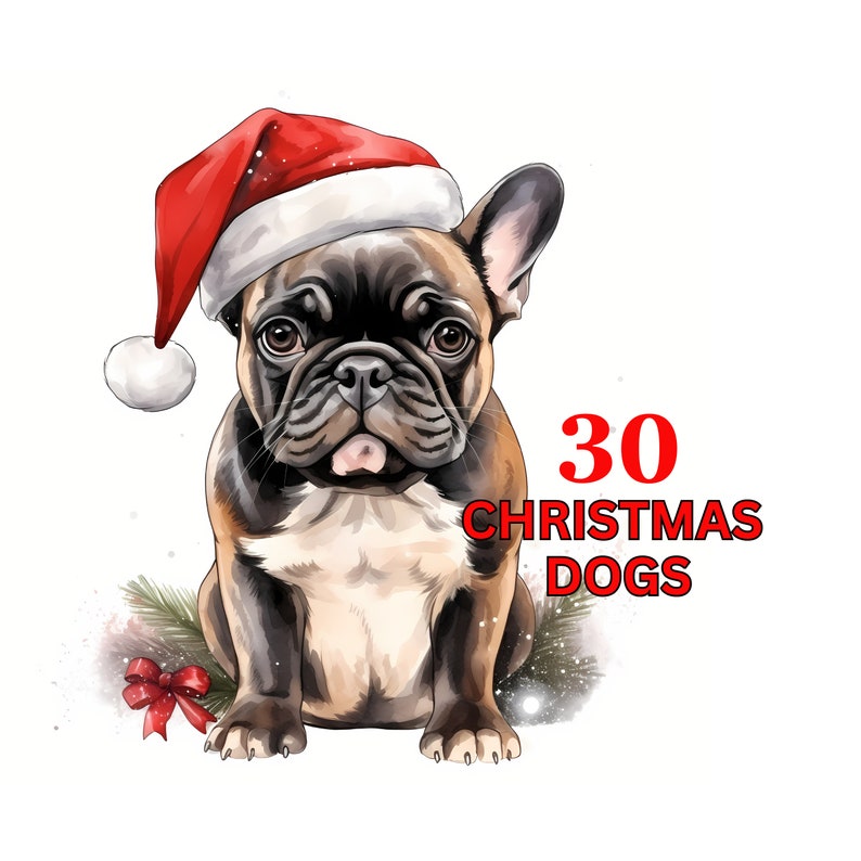 Dog Christmas Clip Art 30 Cute Dogs Clipart Christmas Dogs JPEG Digital ...