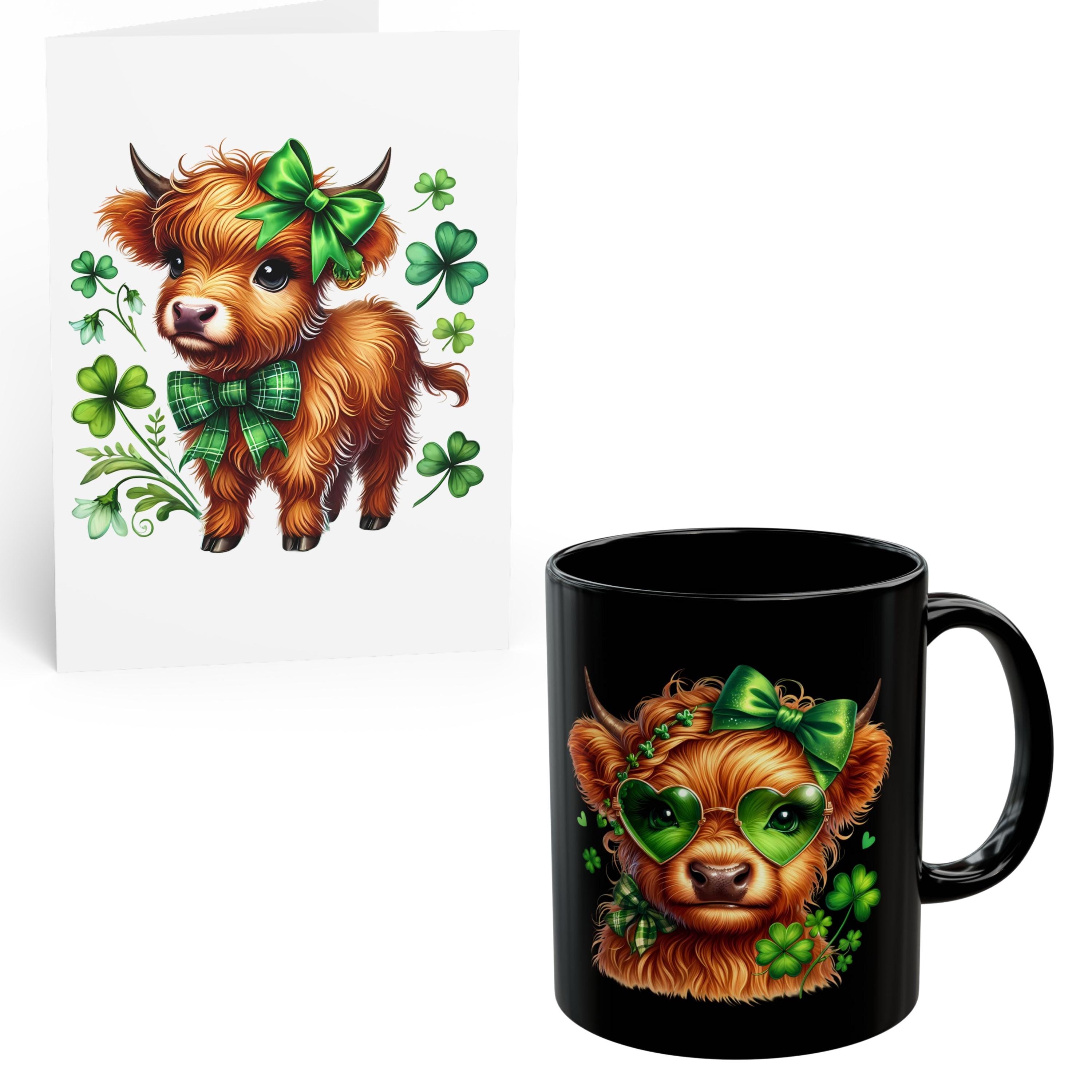 St Patrick's Day Highland Cow PNG, Cow Butterfly Clipart Cute St ...
