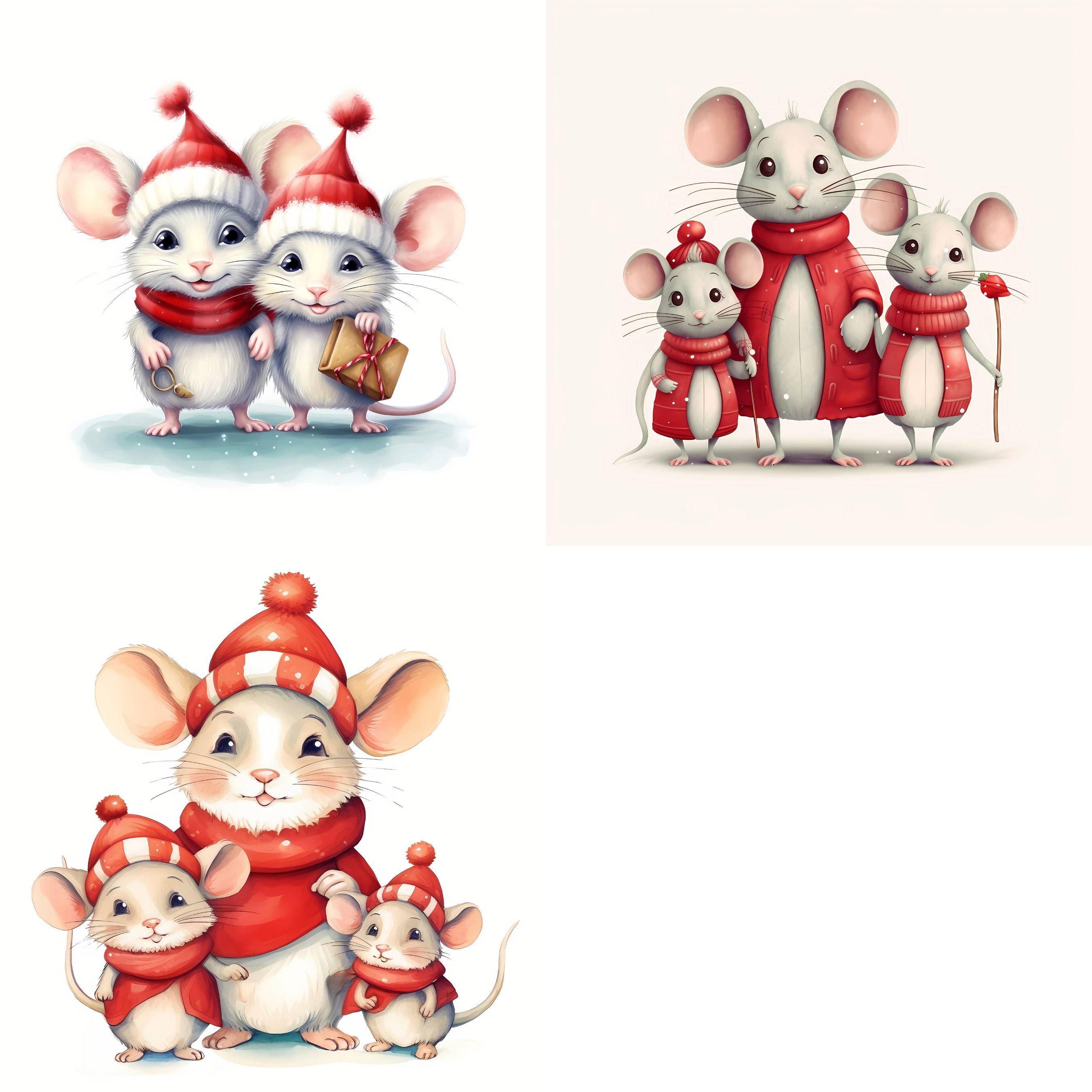 Christmas Mouse Clipart 23 High Quality Jpgs Merry Christmas Digital ...