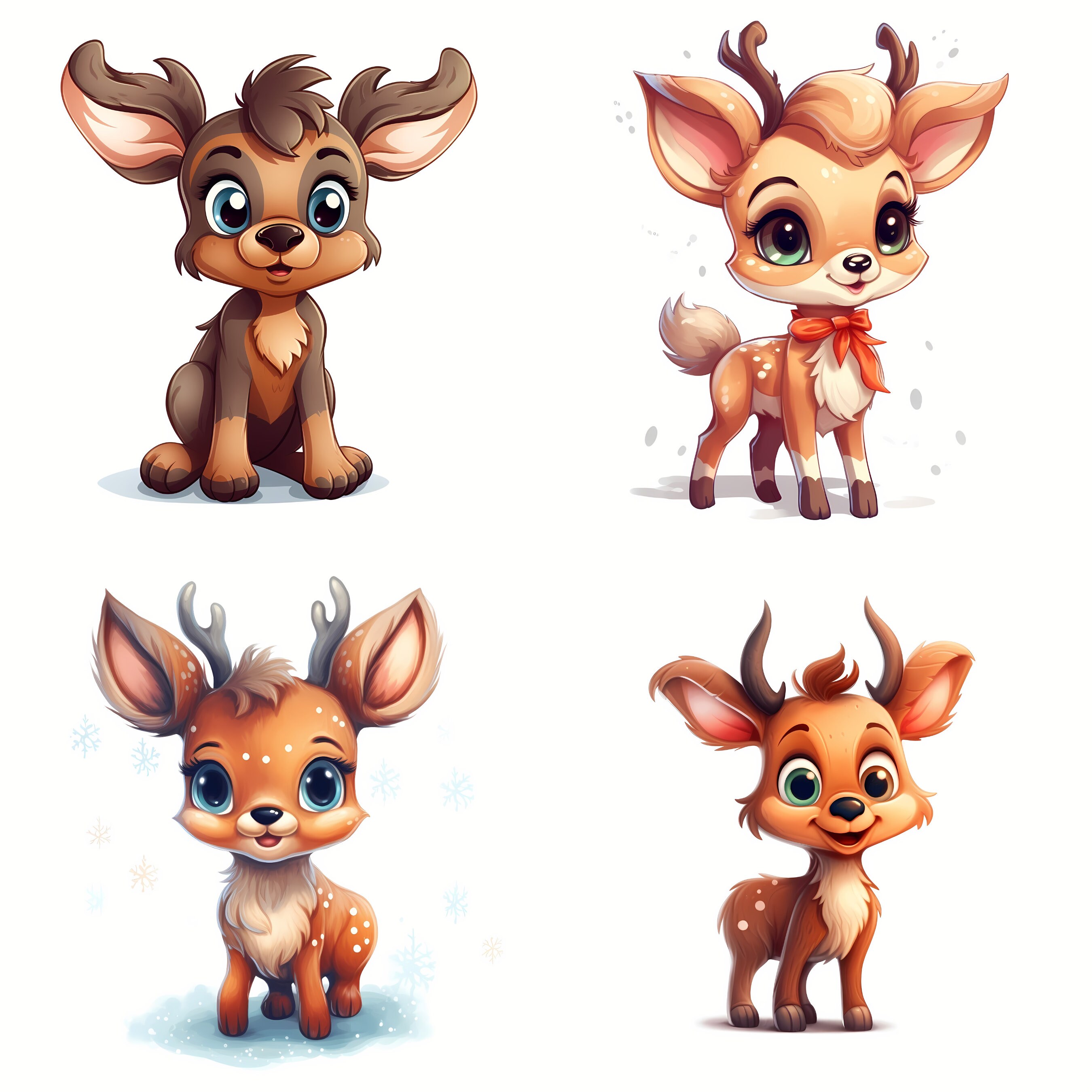 Christmas Reindeer X 20 Cute Baby Christmas Deer Clipart JPG, Instant ...