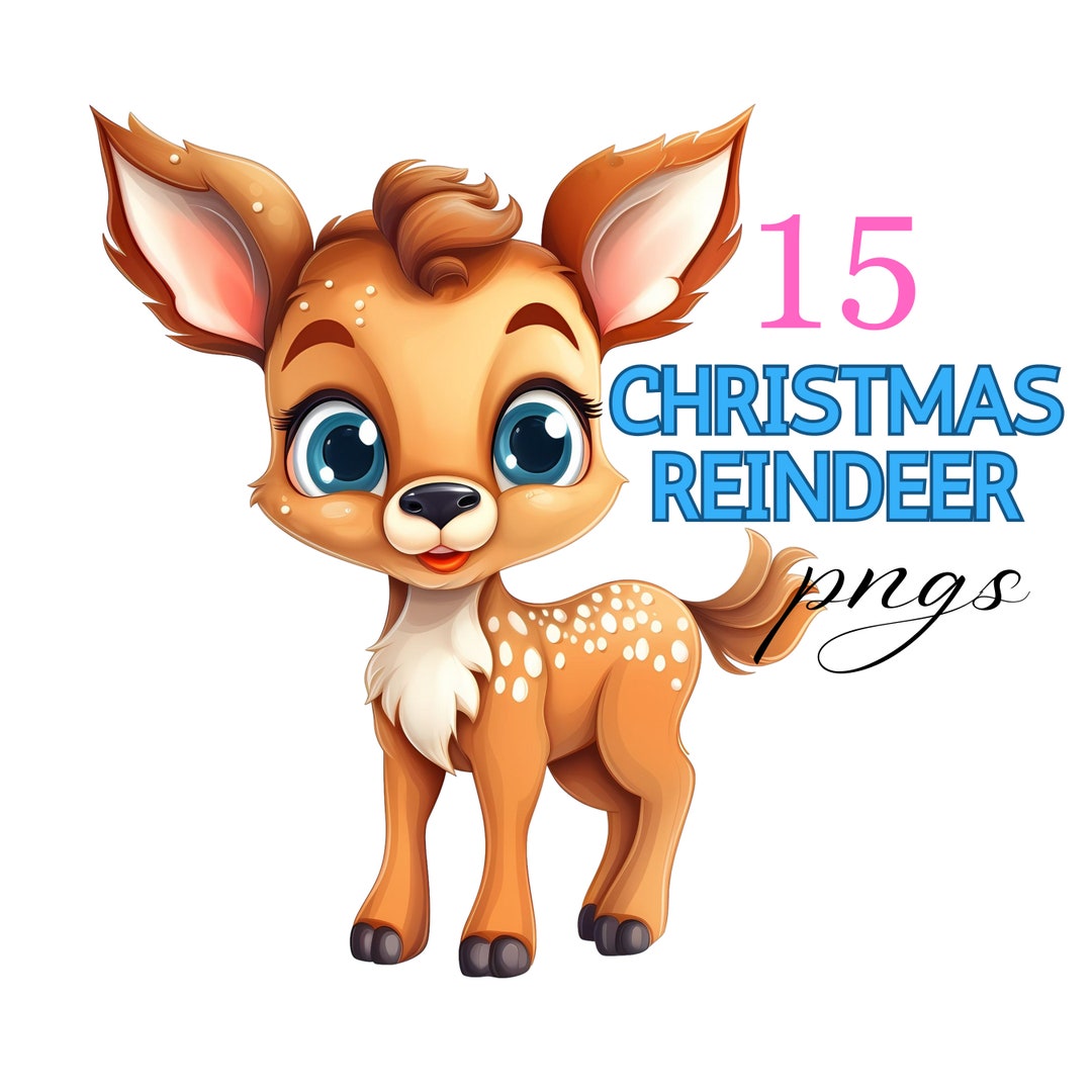 Christmas Reindeer Clipart Cute Christmas Reindeer PNG Digital Download ...