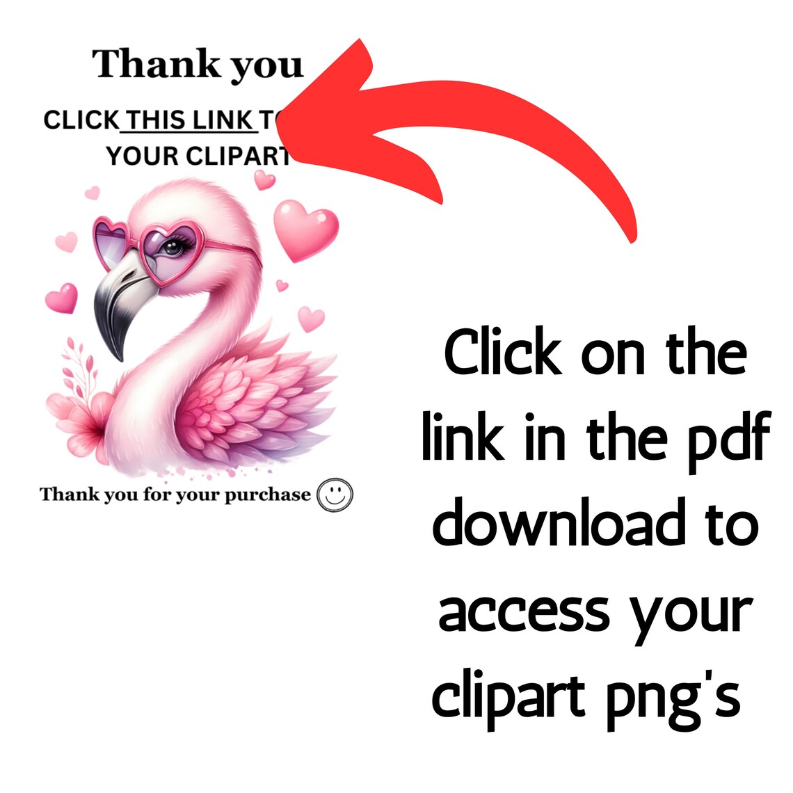 Flamingo Clipart Cute Cartoon Flamingo Pngs Digital Download Flamingos ...
