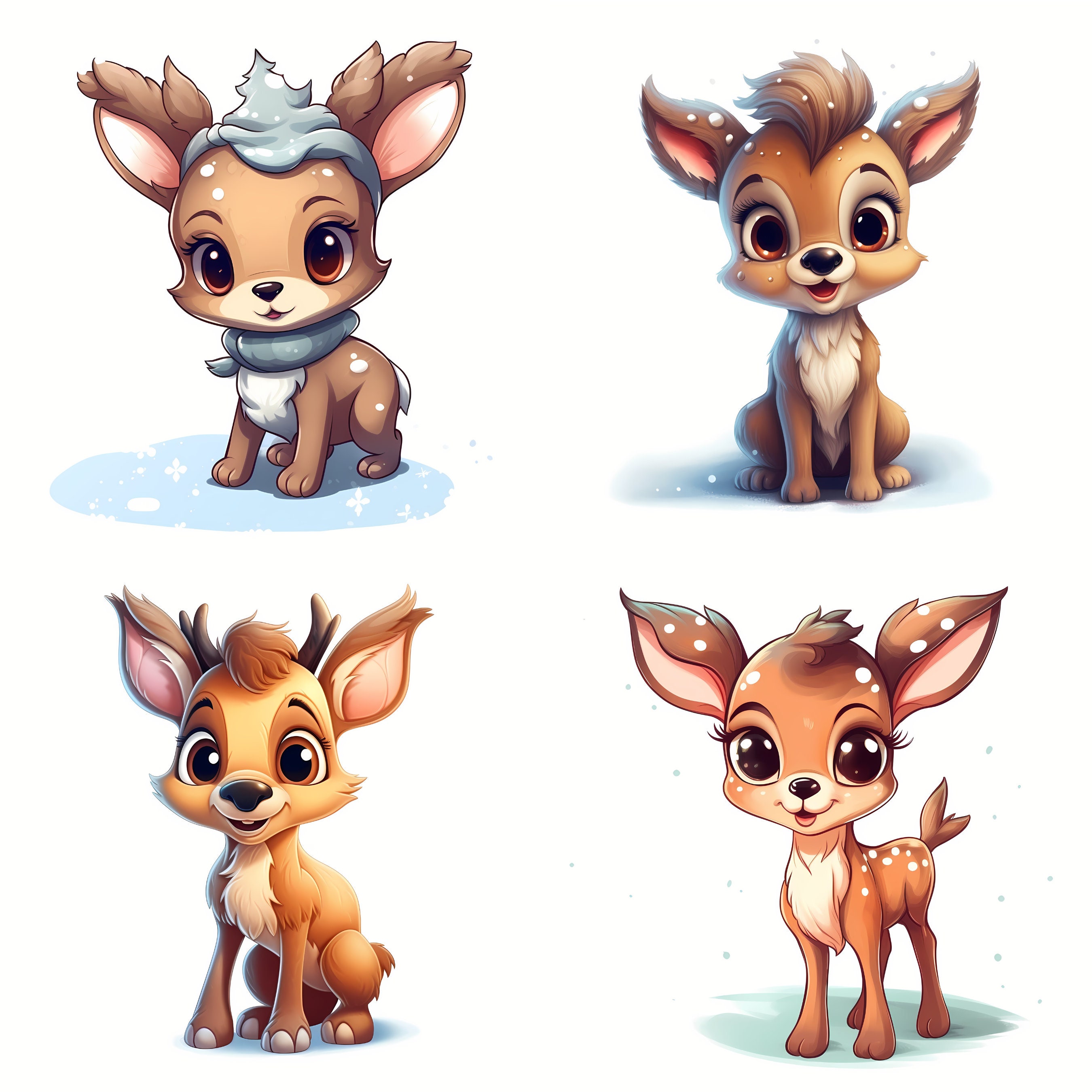 Christmas Reindeer X 20 Cute Baby Christmas Deer Clipart JPG, Instant ...
