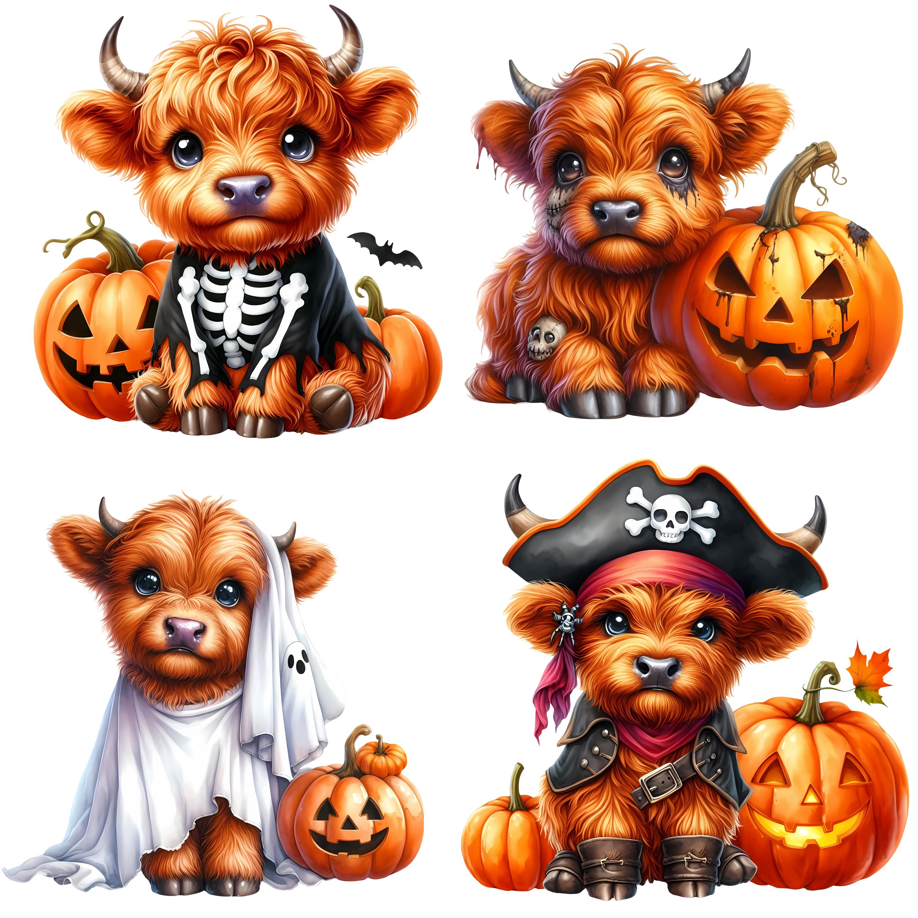 Highland Cow Halloween Clipart Highland Cow Print Halloween Cow Spooky ...