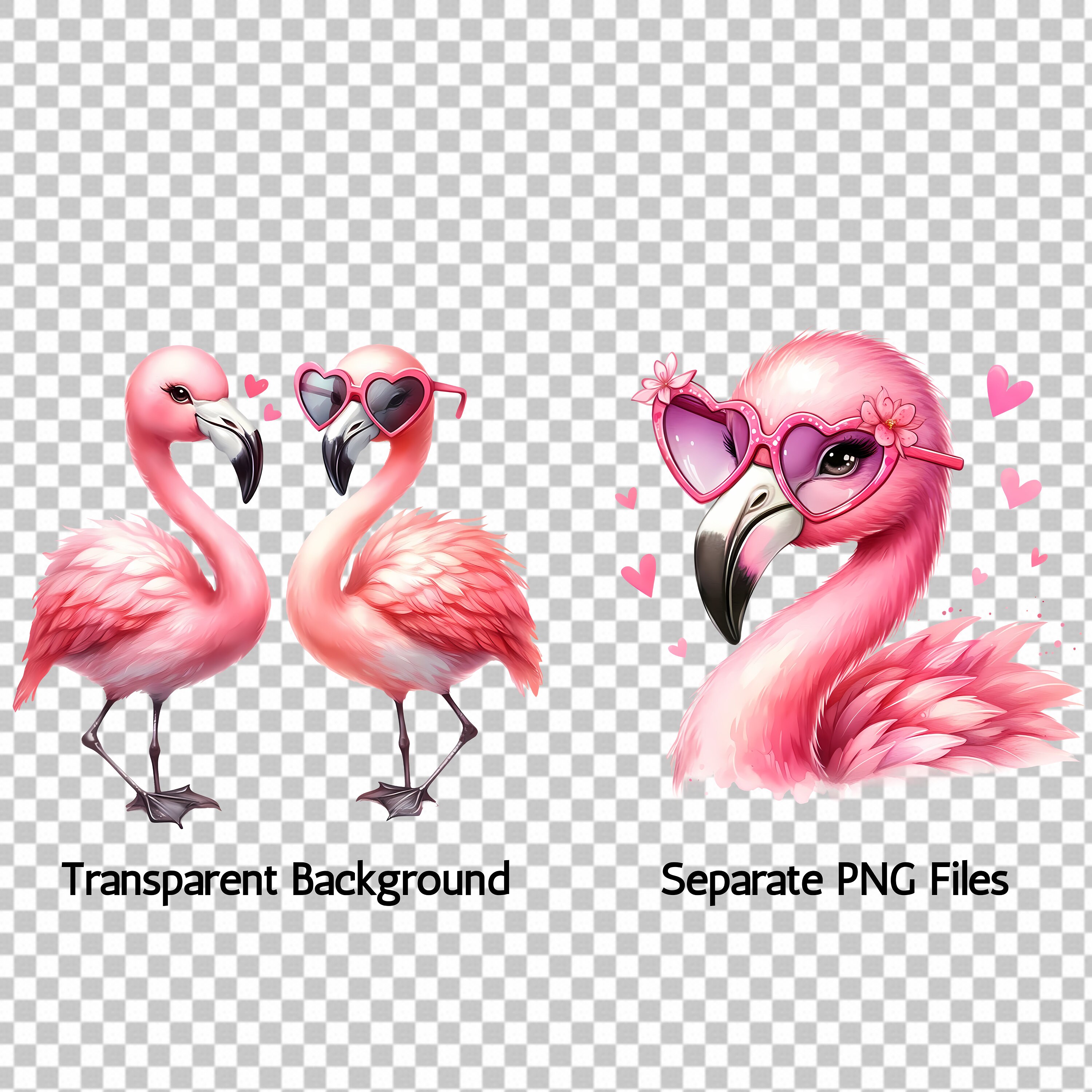 Flamingo Clipart Cute Cartoon Flamingo Pngs Digital Download Flamingos ...