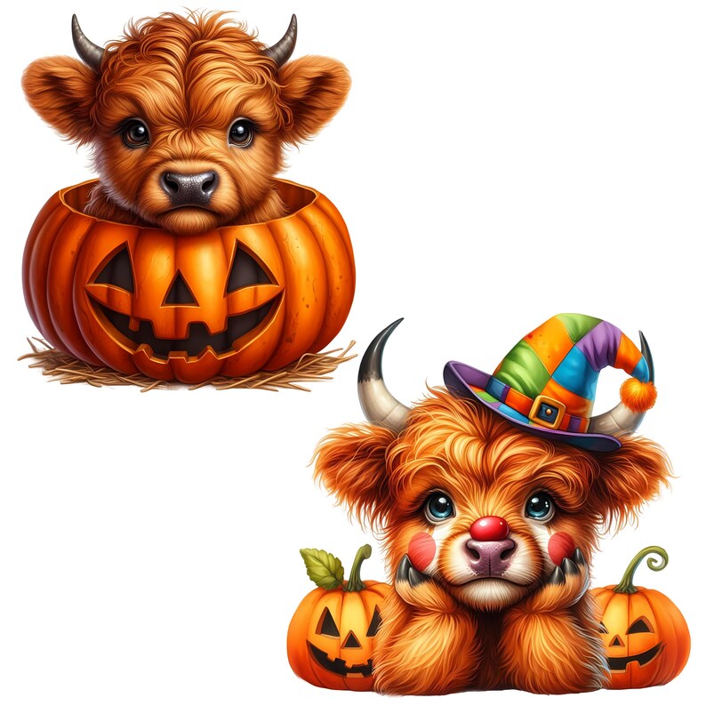Highland Cow Halloween Clipart Highland Cow Print Halloween Cow Spooky ...