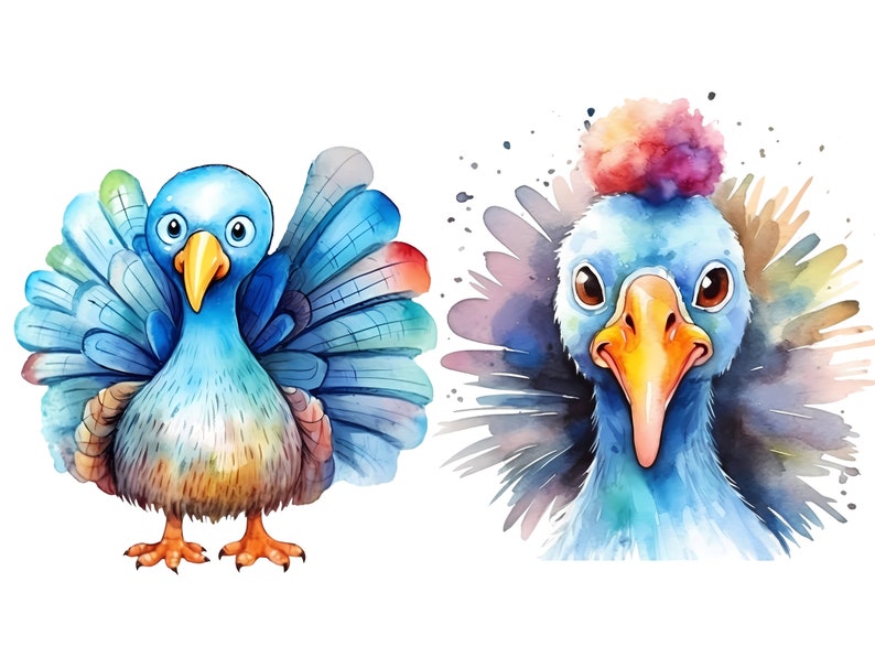 Watercolor Turkey Clipart Thanksgiving Cute Cartoon Turkey Png Download ...