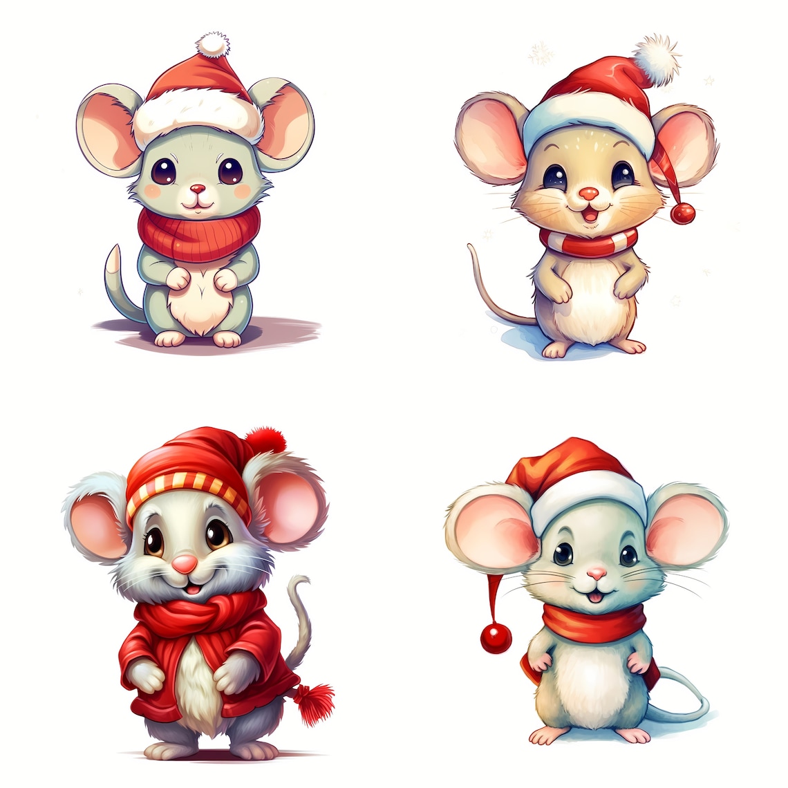 Christmas Mouse Clipart 20 High Quality Jpgs Merry Christmas Digital ...