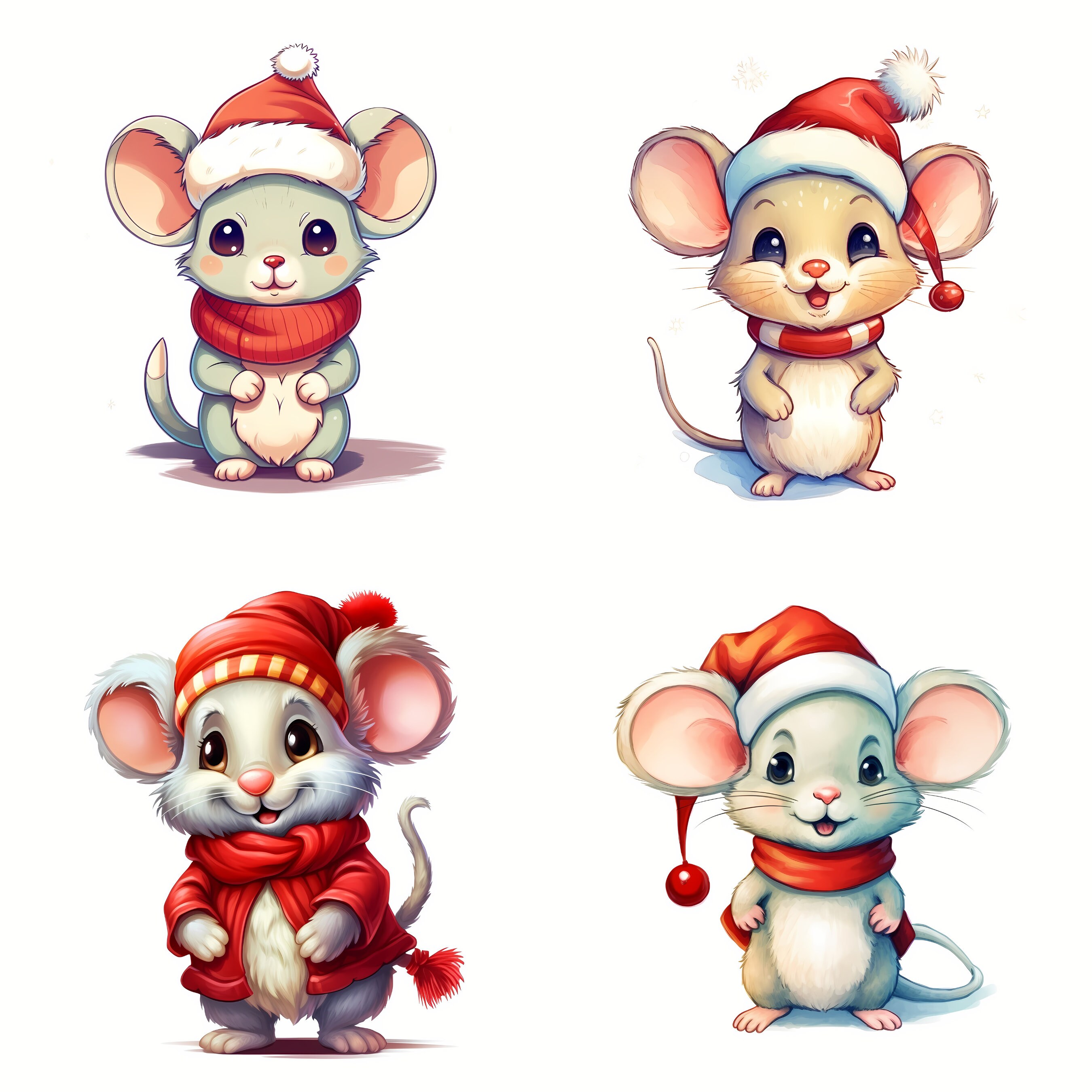 Christmas Mouse Clipart 20 High Quality Jpgs Merry Christmas Digital ...