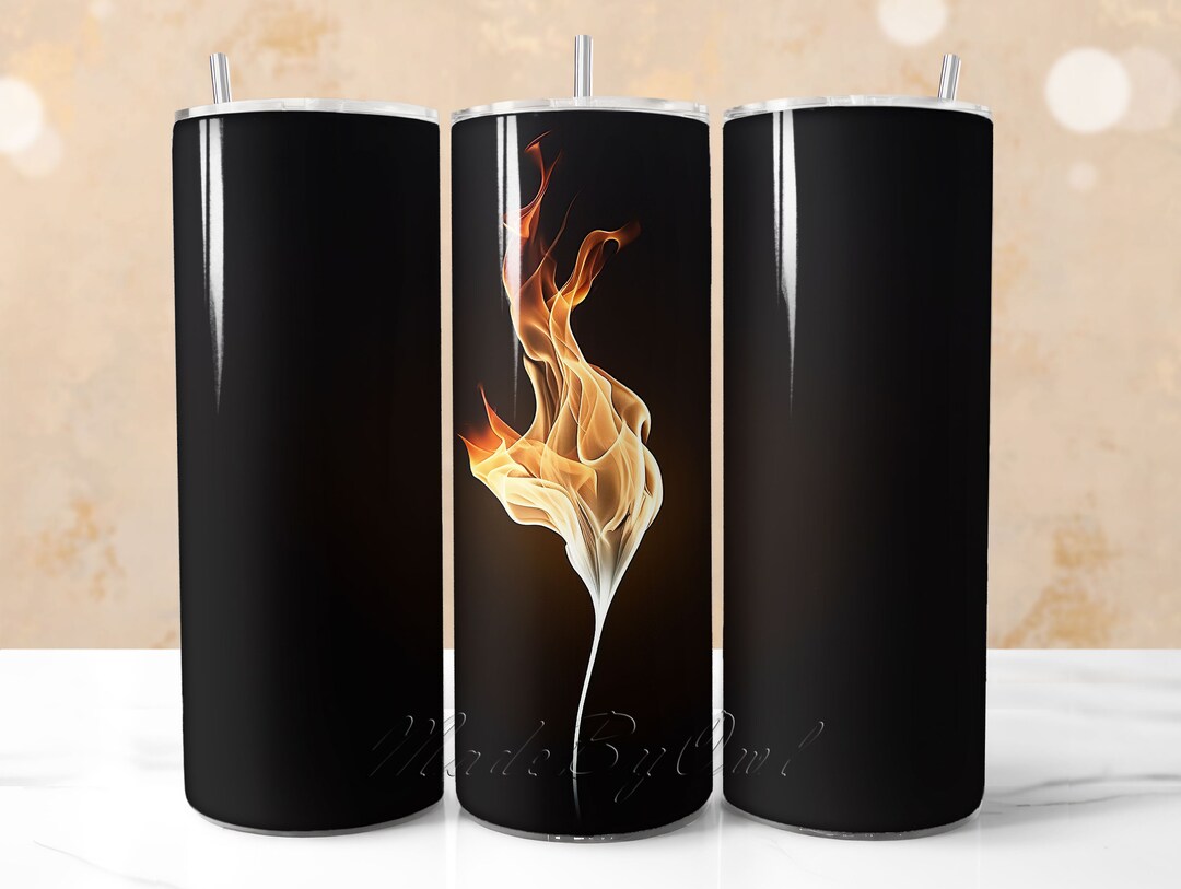 Fire Flame Minimalistic Tumbler Wrap, PNG Flame Sublimation, Dark ...