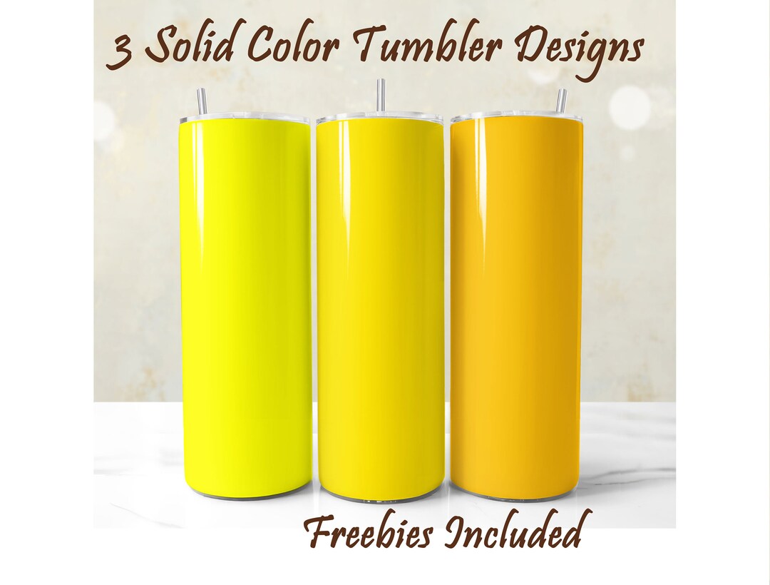 3 Yellow Tumbler Wraps, PNG Yellow Sublimation Designs for 20 Oz Solid ...