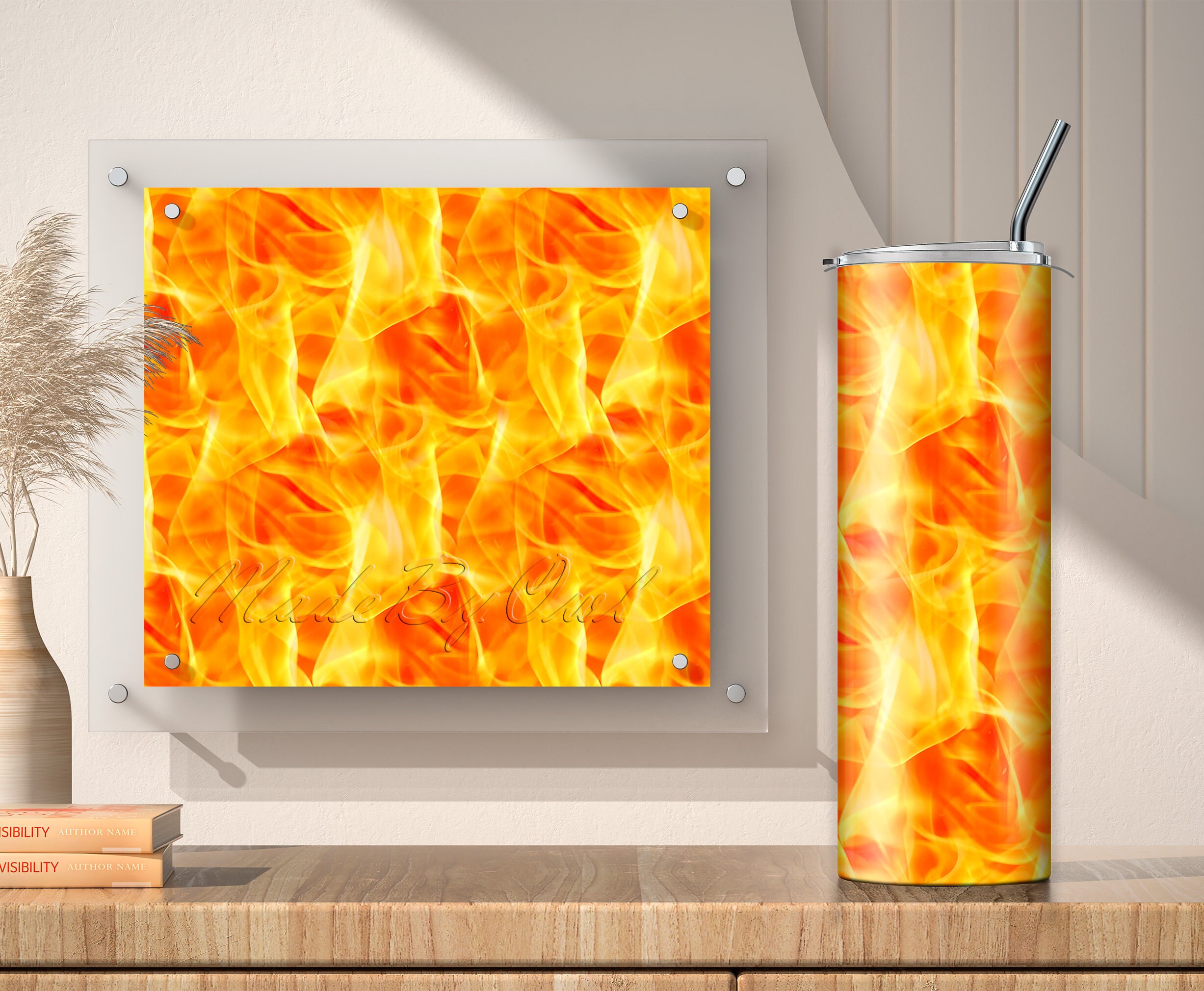 Fire Tumbler Wrap PNG for Sublimation, Yellow Flames Tumbler Wrap, Men ...