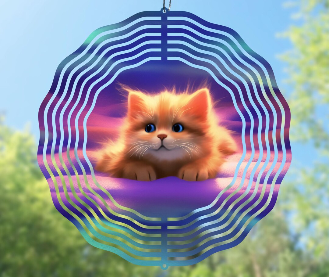 Cute Cat Wind Spinner PNG, Neon Red Cat Spinner Template, Digital ...