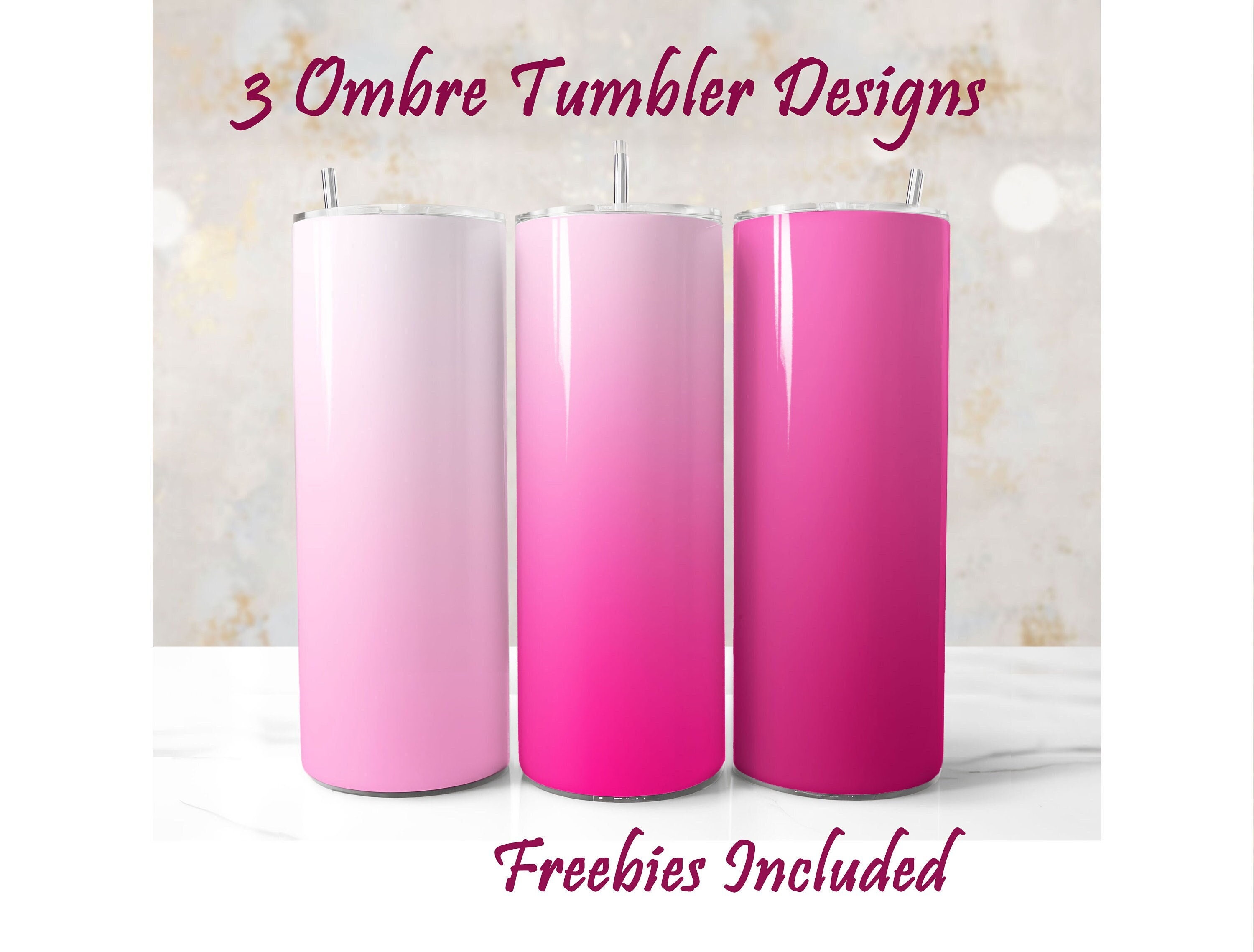 Hot Pink Ombre Tumbler Wrap, Pink Tumbler Design Png, Ombre Sublimation ...