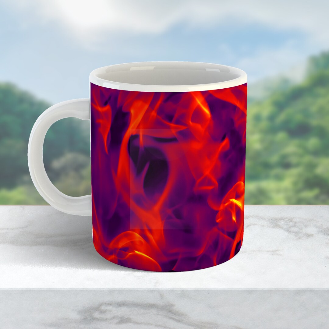 Purple Red Fire Mug Wrap, Fire Sublimation PNG Mug Design, 11oz and ...