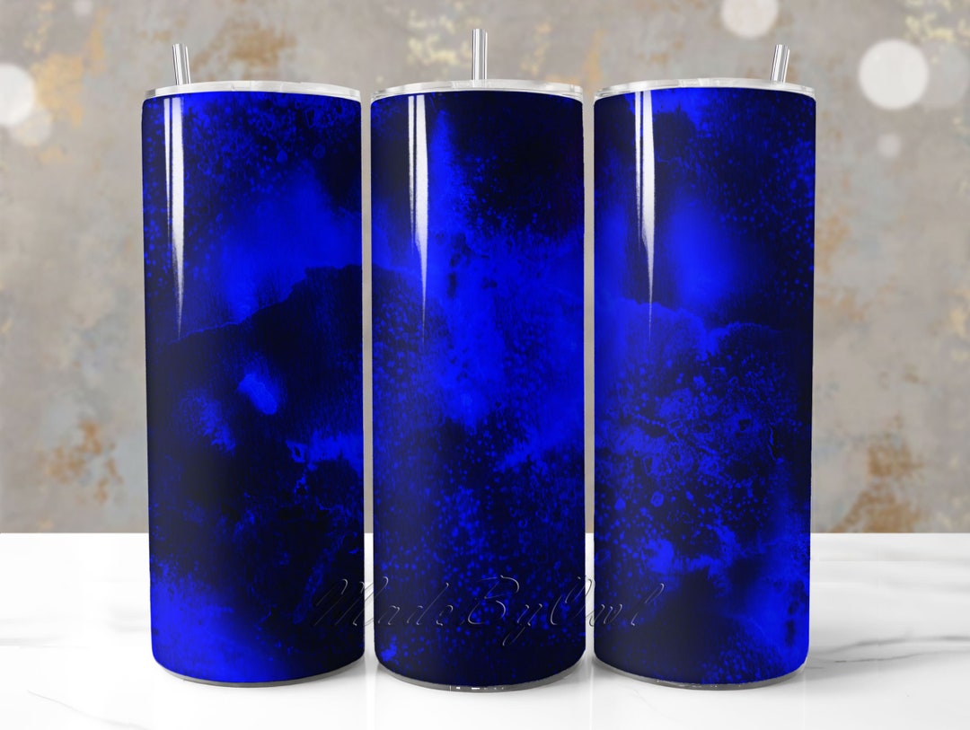 Aesthetic Neon Dark Blue Tumbler Wrap, Straight 20oz Skinny Blue ...