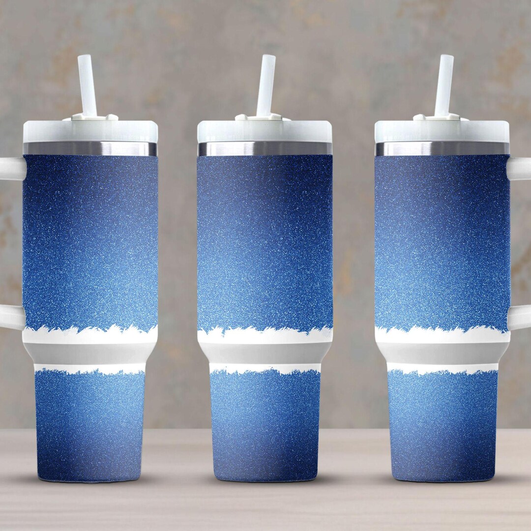 Blue Glitter 40oz Tumbler Wrap, Blue Ombre 40oz Quencher Sublimation ...
