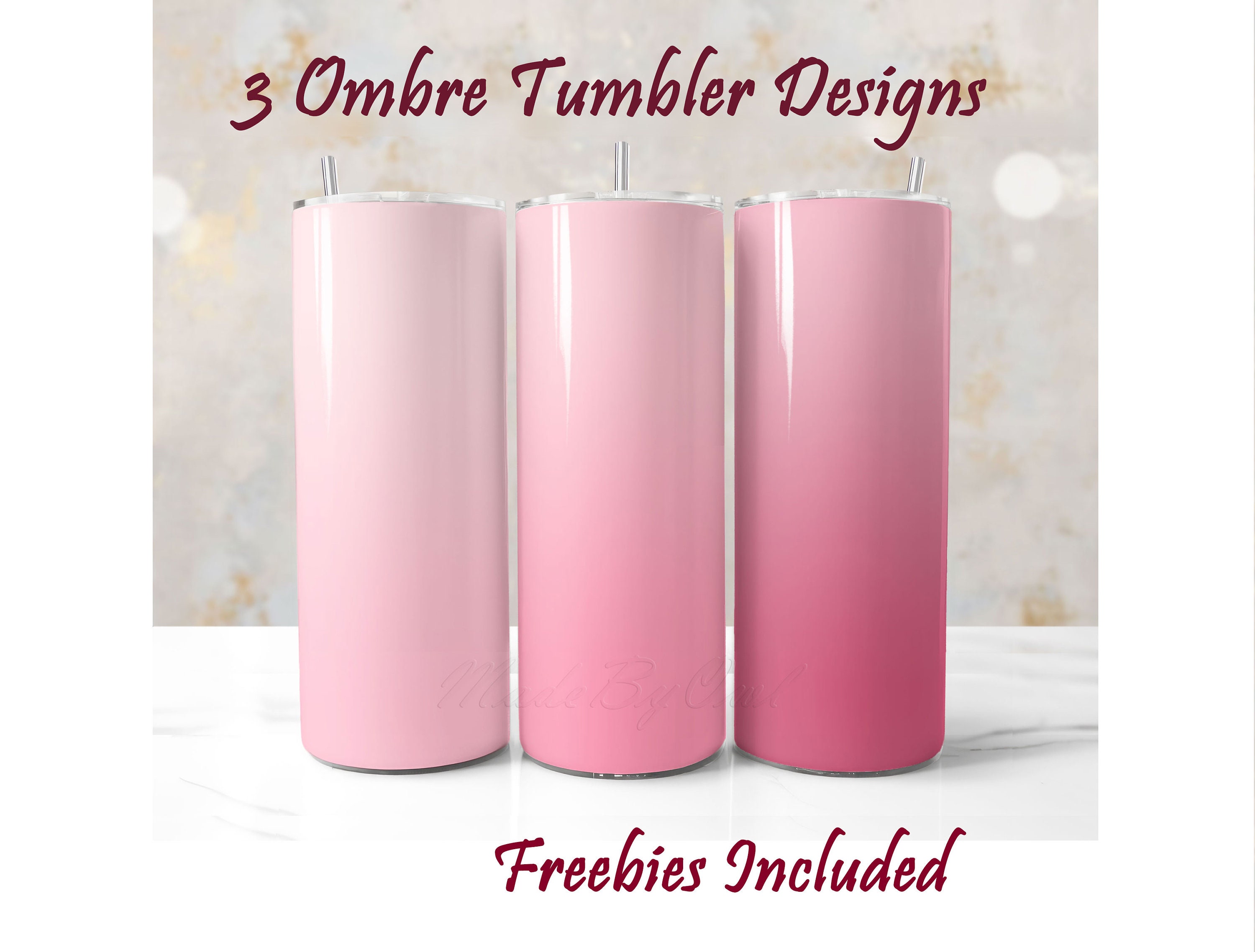 3 Blush Pink Ombre Tumbler Wraps, Light Pink Ombre Tumbler Design, Pink ...