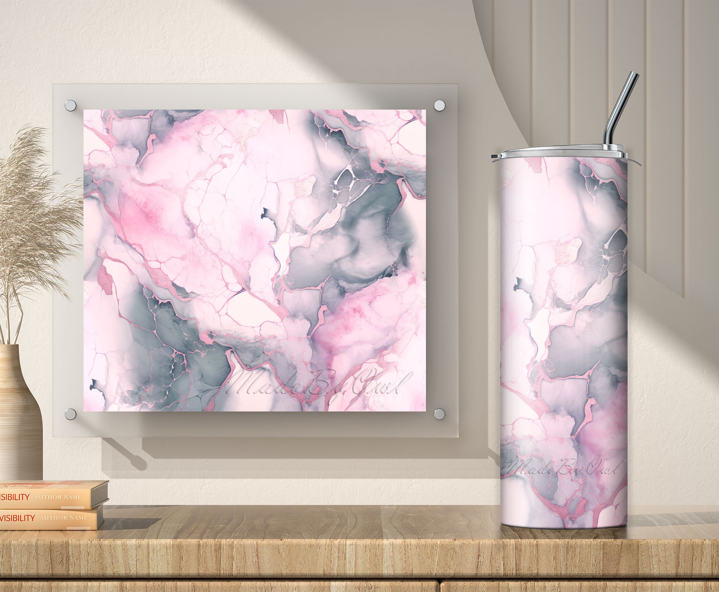 Gray Pink Marble Tumbler Wrap PNG, Marble Sublimation Designs, 20oz ...