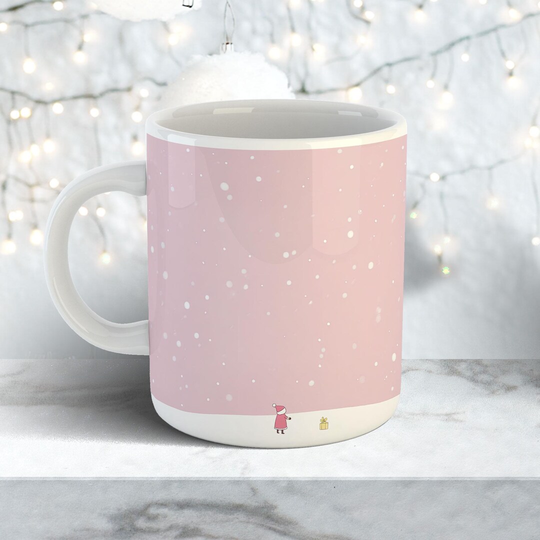 Pink Snowy Mug Wrap PNG, Cute Winter Coffee Mug 11 Oz and 15 Oz ...