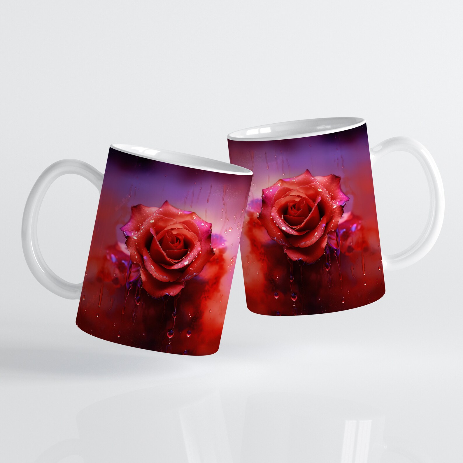 Red Rose Mug Wrap PNG, 11oz & 15oz Mug Wrap Sublimation Design, Flower ...