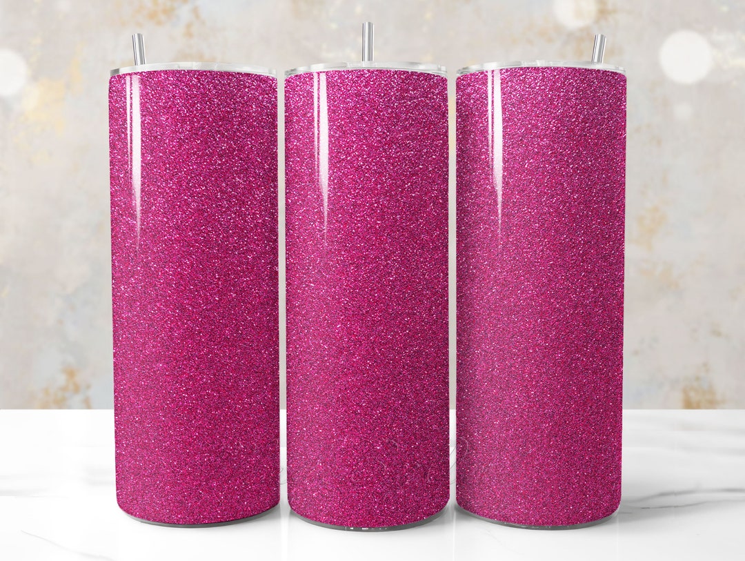 Hot Pink Glitter Tumbler Wrap, Dark Hot Pink Tumbler Design for 20 ...