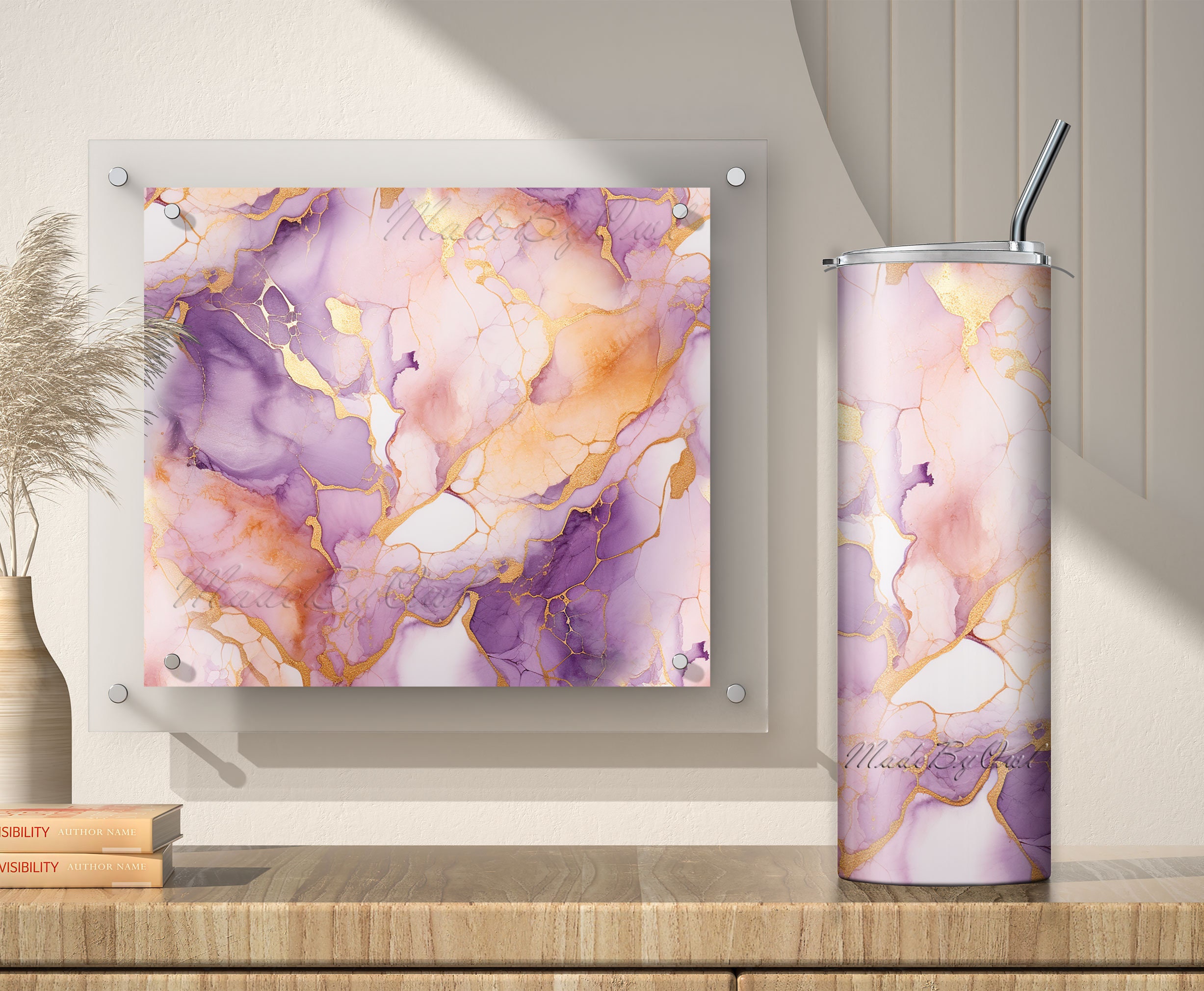 Purple Gold Marble Tumbler Wrap, Marble Sublimation Designs, 20oz ...