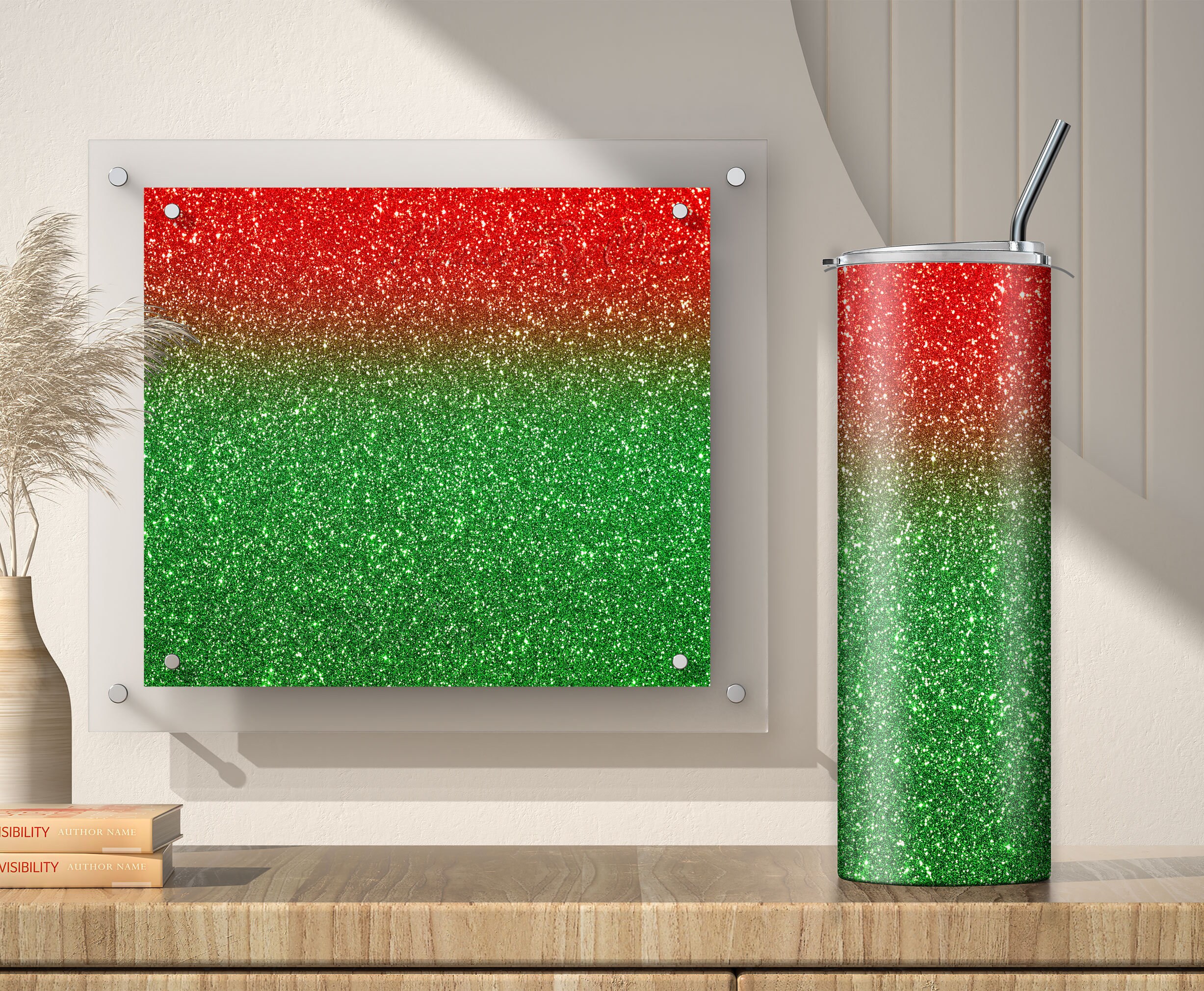 3 Red and Green Glitter Tumbler Wraps, Holidays Tumbler Wrap PNG, 20 Oz ...