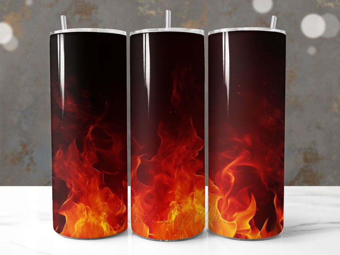 Orange Fire Flame Tumbler Wrap, PNG Fire Sublimation, Realistic Flames ...