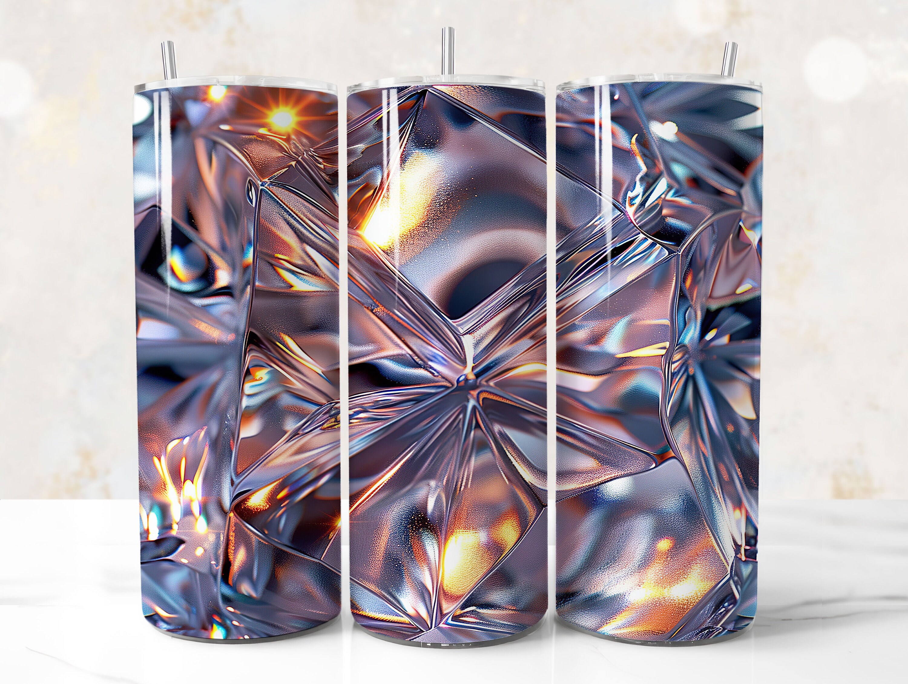 3D Tumbler Wrap Sun Reflection in Crystal, Sparkly Tumbler 20 Oz ...