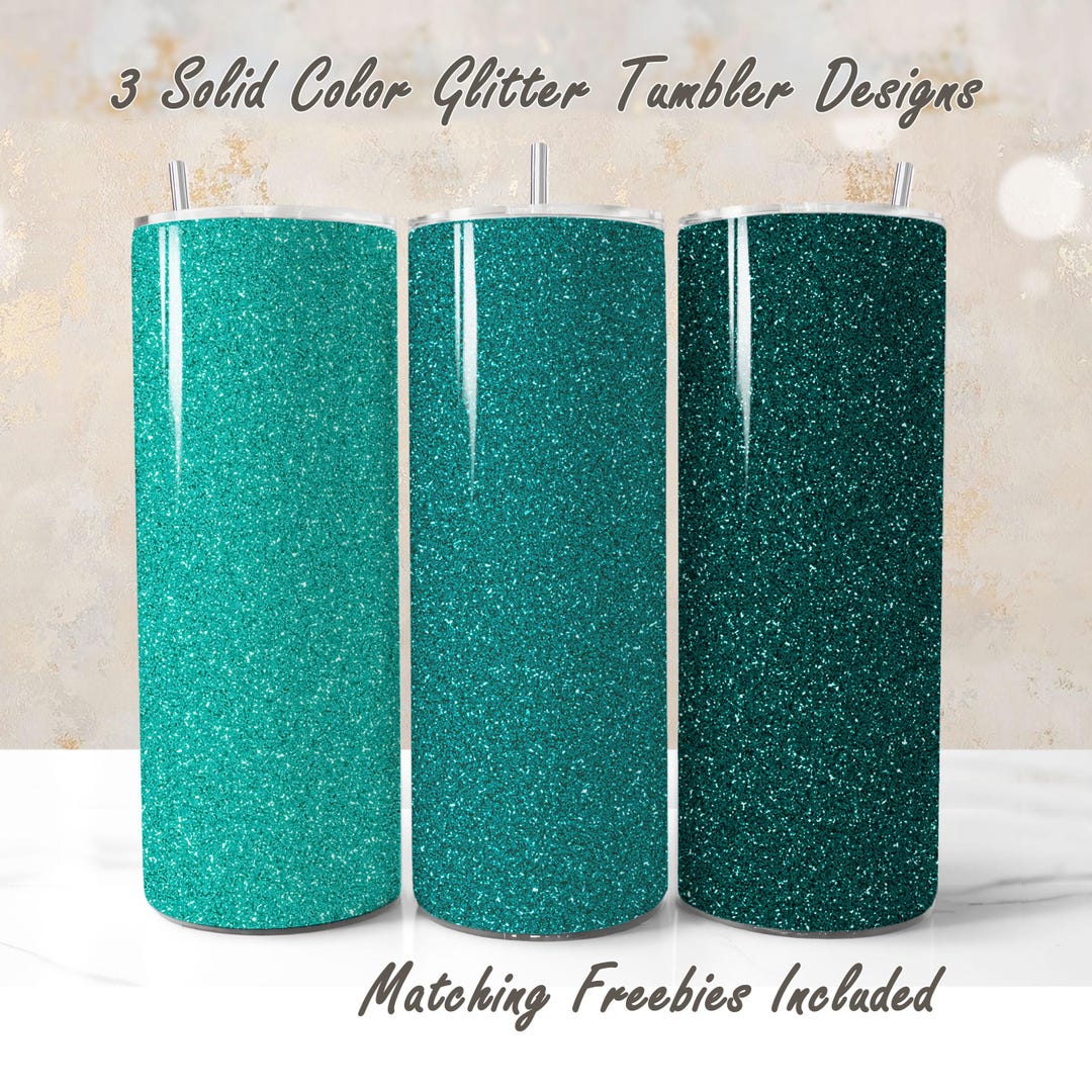 3 Turquoise Glitter Tumbler Wraps PNG, Teal Background Sublimation ...